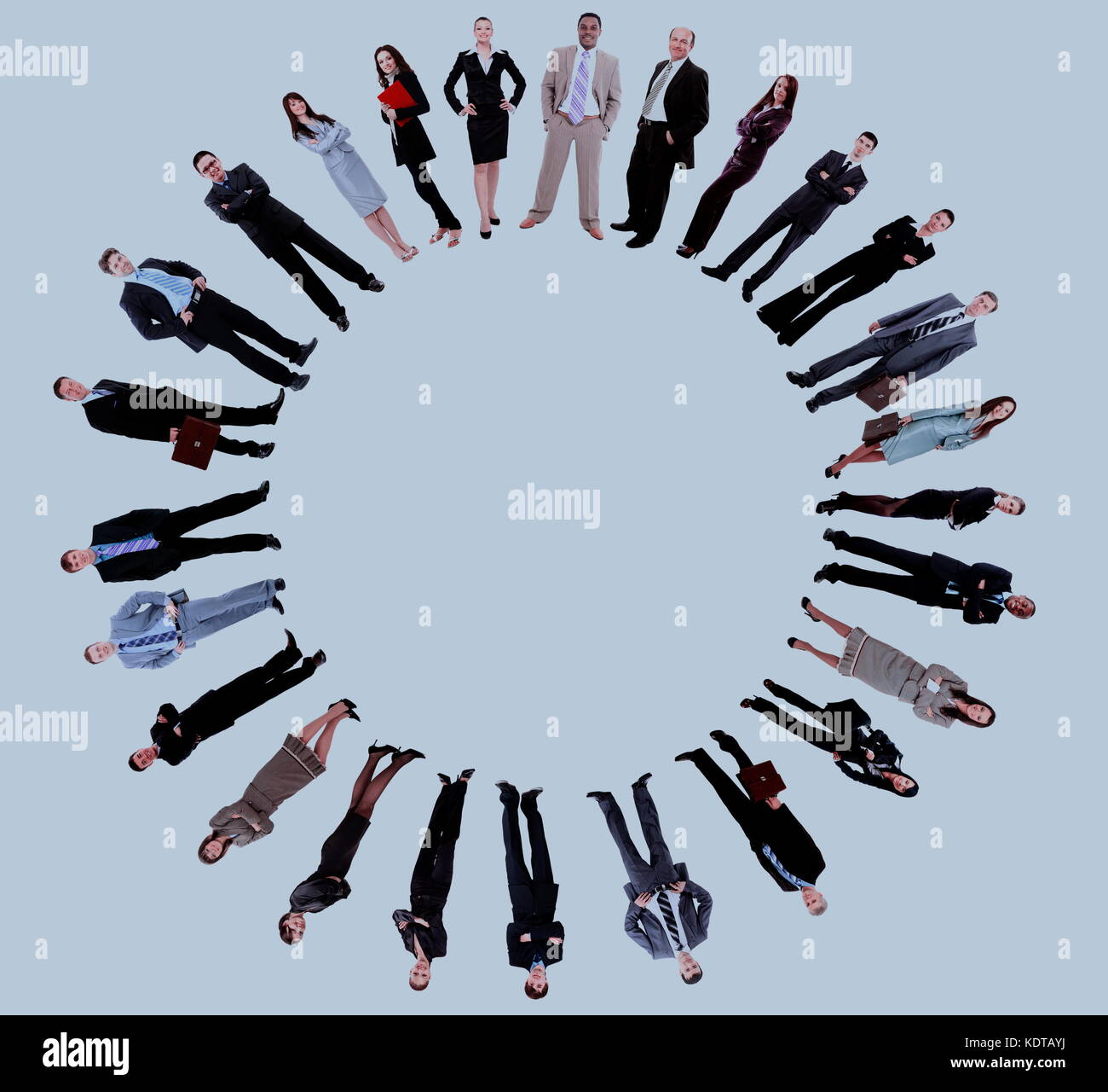 Collage of business people standing around an empty circle Stock Photo ...
