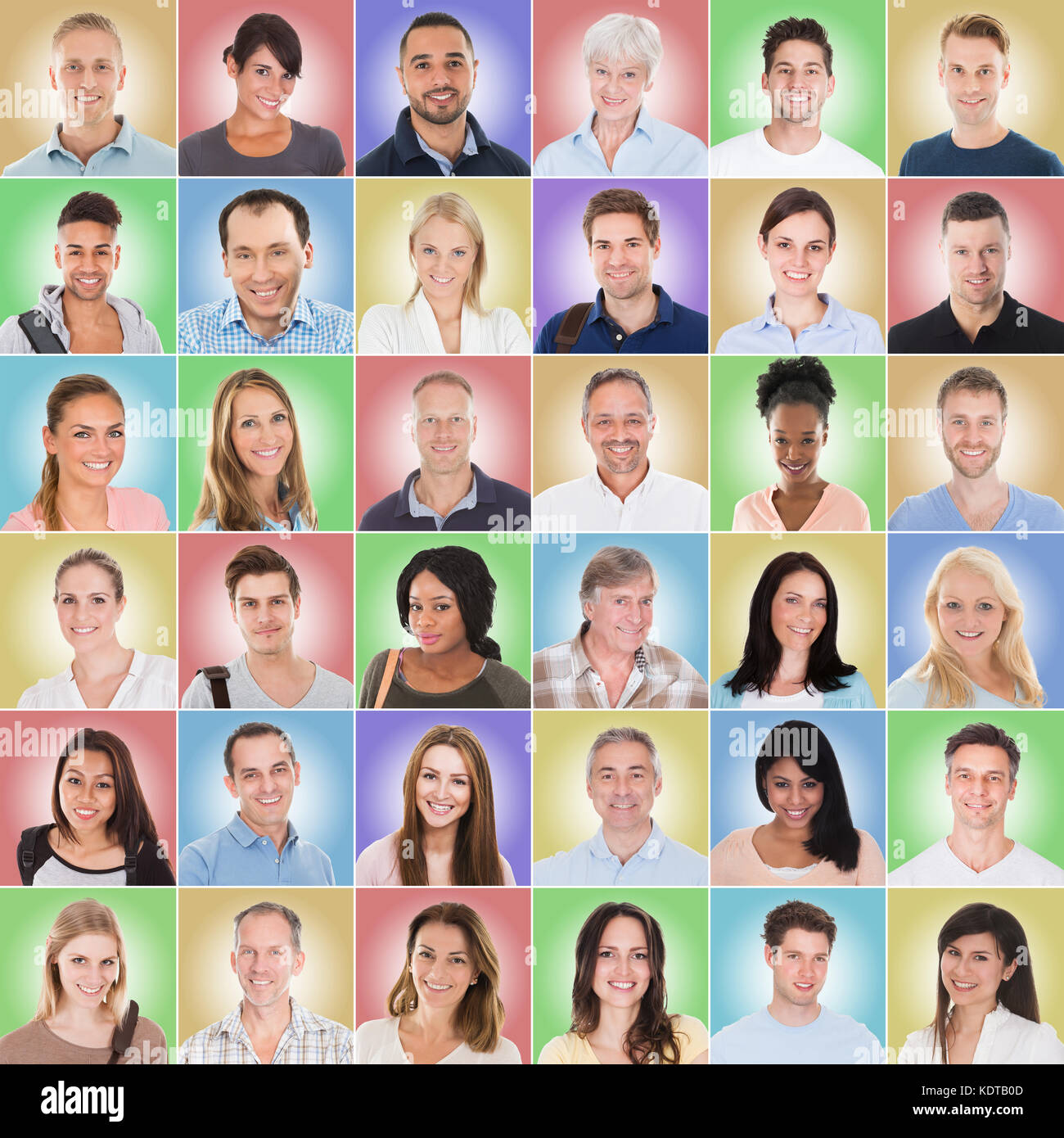 Collage Of Casual Group Of People With Different Ethnicity On Colored ...
