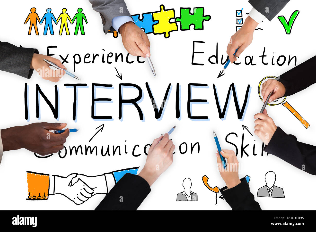 Businesspeople Working On Interview Concept Together On White ...