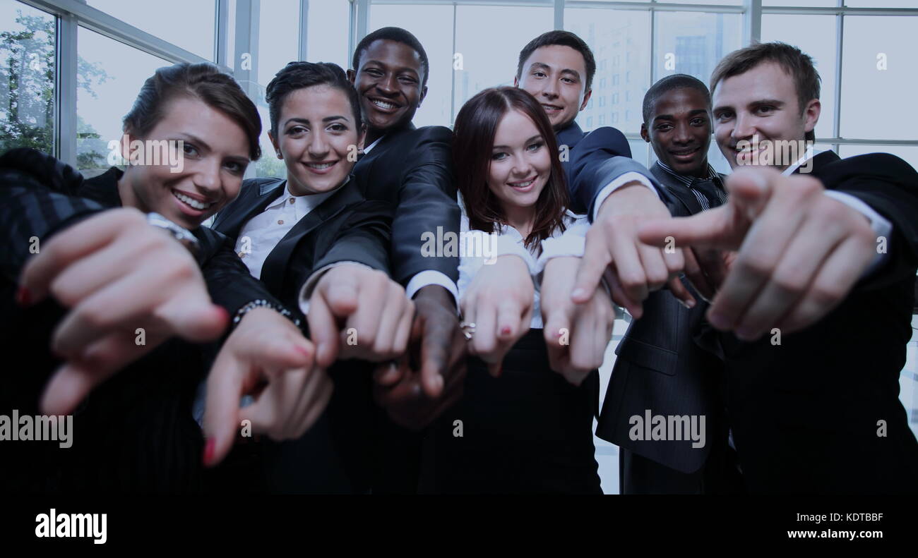 Large group of multiethnic business people pointing their finger Stock ...