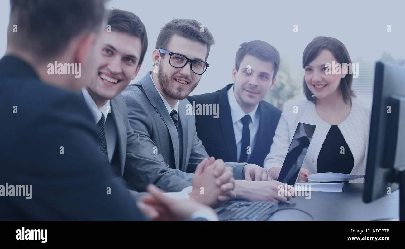 Group of business partners discussing ideas at meeting in office Stock ...