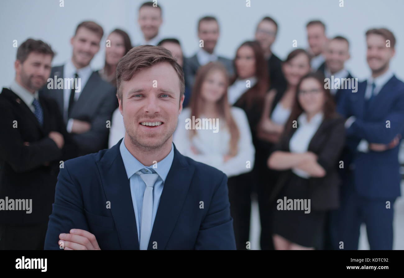 The team of the successful people with their boss Stock Photo - Alamy