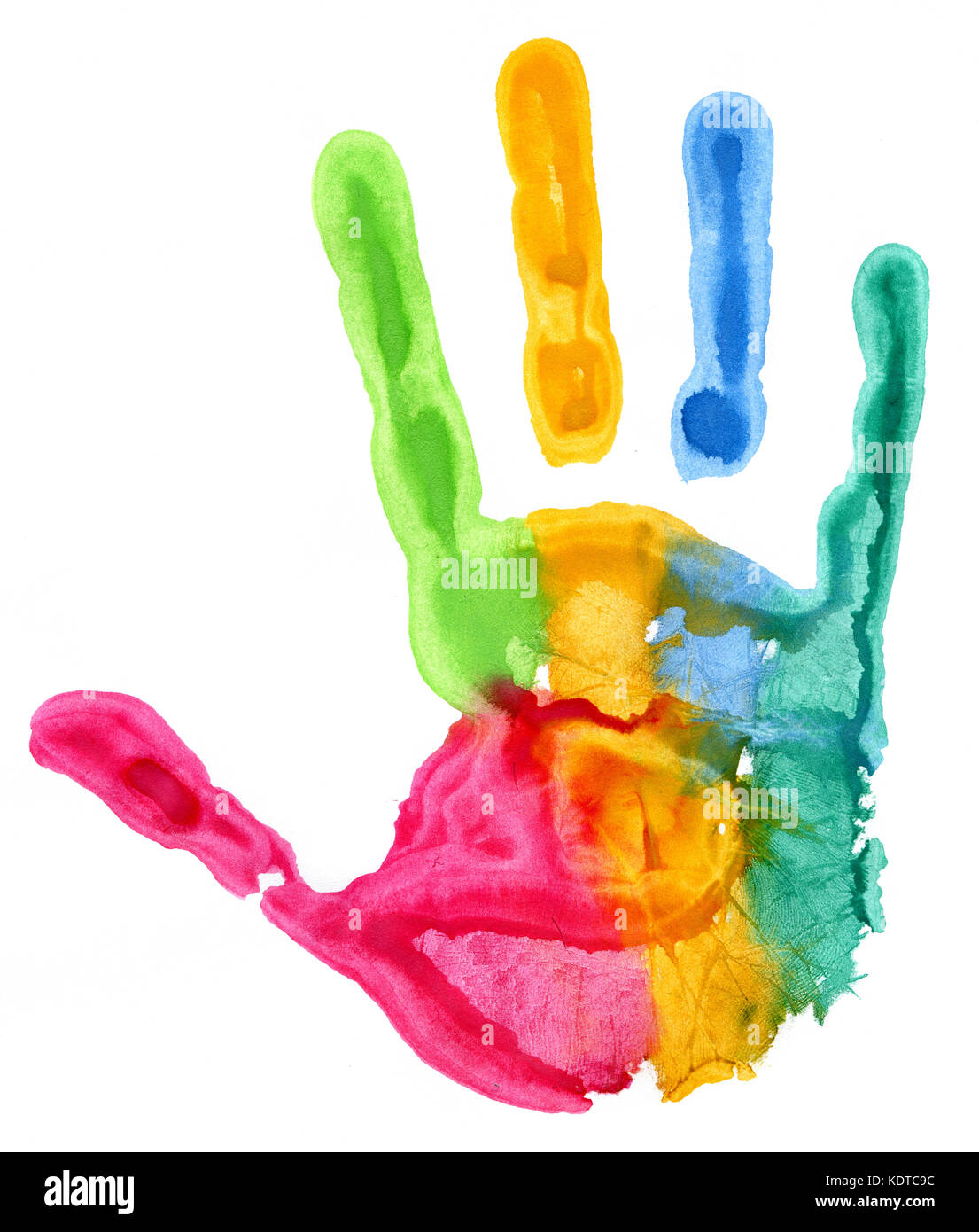 Close up of colored hand print on white background Stock Photo - Alamy