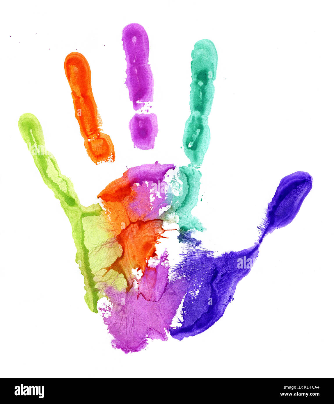 Close up of colored hand print on white background Stock Photo - Alamy