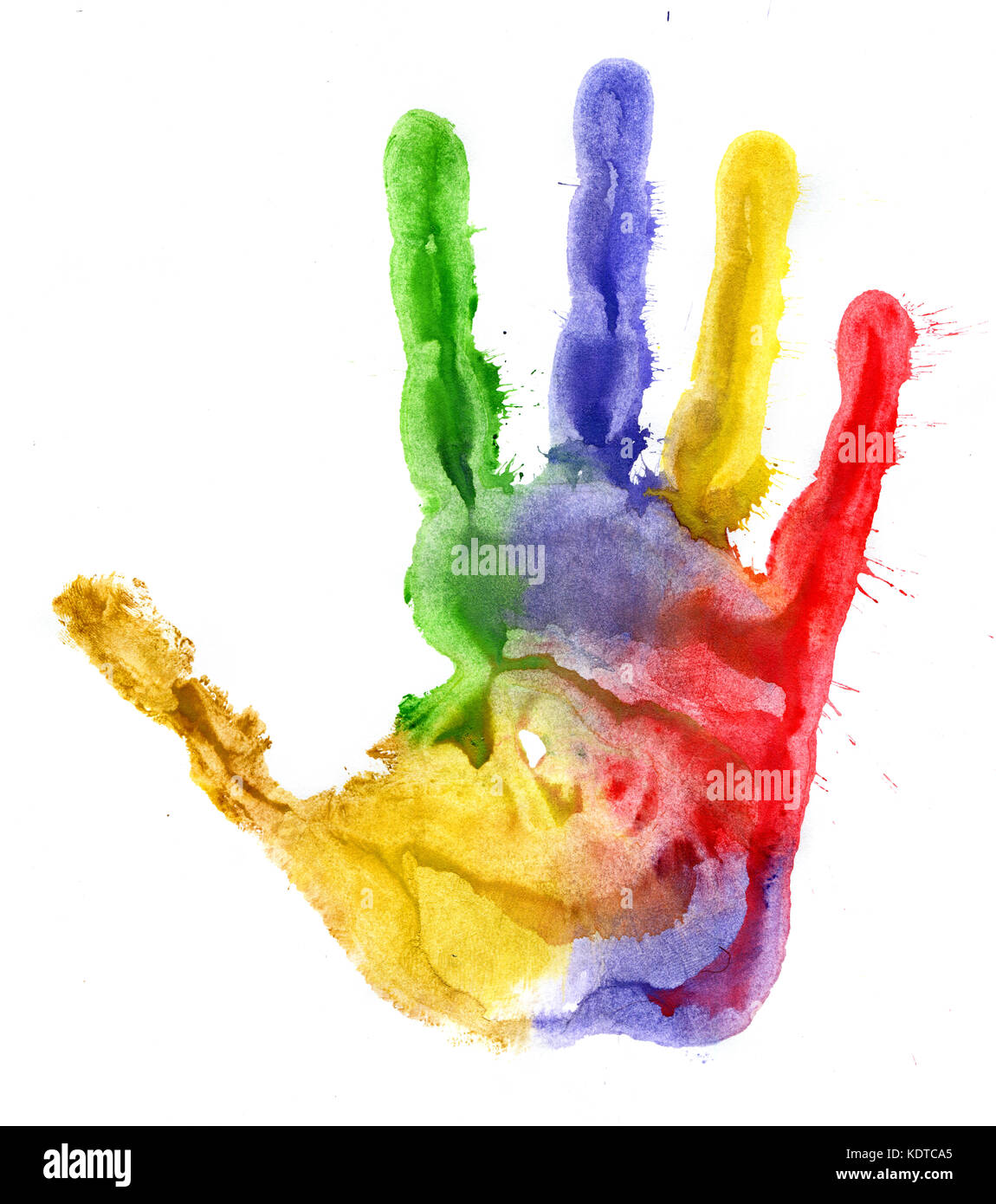 Close up of colored hand print on white background Stock Photo - Alamy