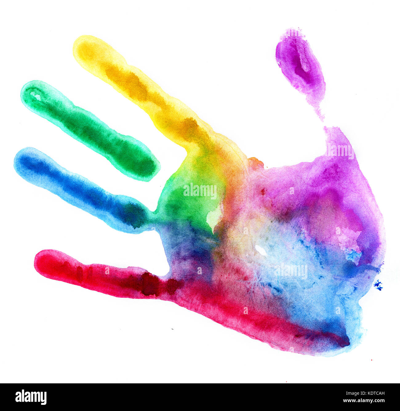 Close up of colored hand print on white background Stock Photo - Alamy