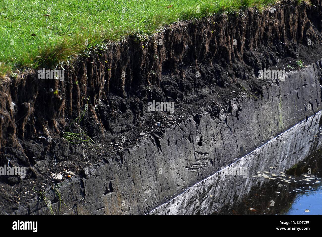 peat stacks in the autumn sun, harvesting the peat in bavaria, rural ...