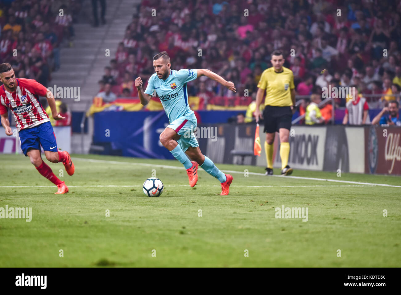 The football mach celebrate in Madrid, spain, in wanda metropolitano ...