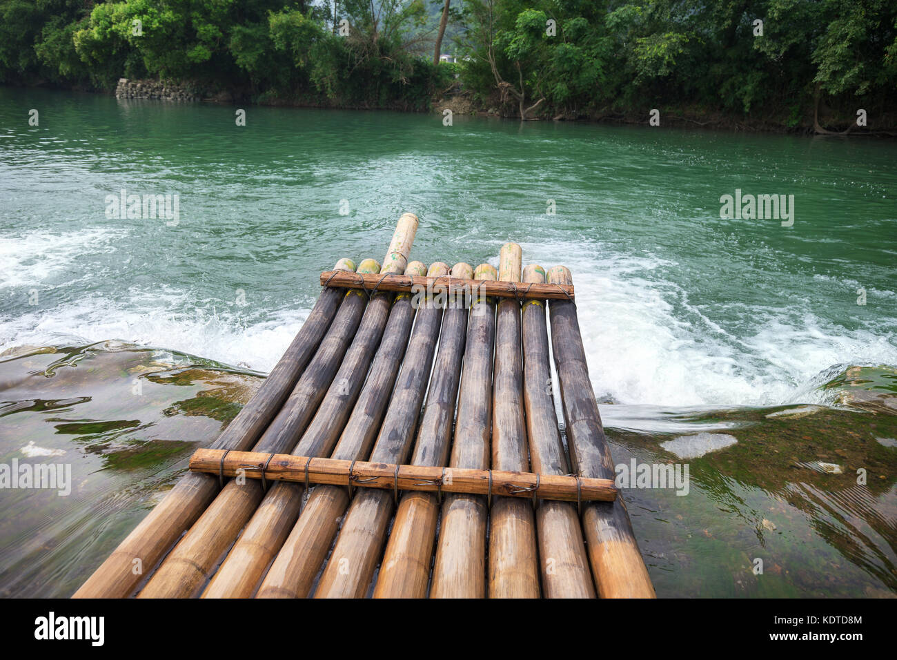 bamboo boat on the river Stock Photo - Alamy