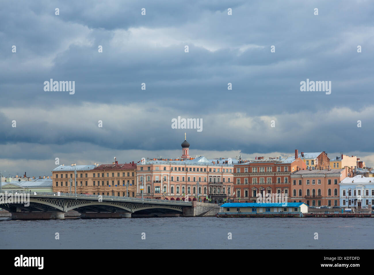 View of the English Embankment on the Neva River in St. Petersburg ...