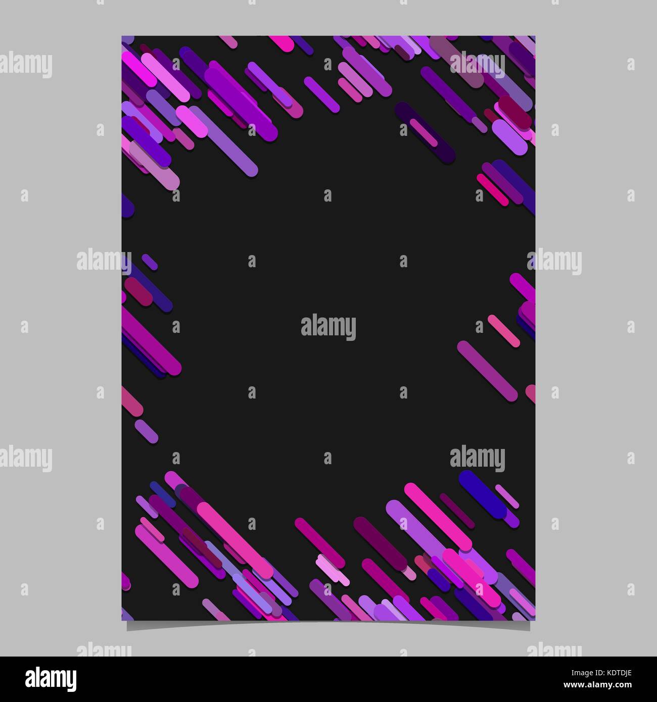 Purple random diagonal rounded stripe pattern brochure template - trendy blank vector stationery ...