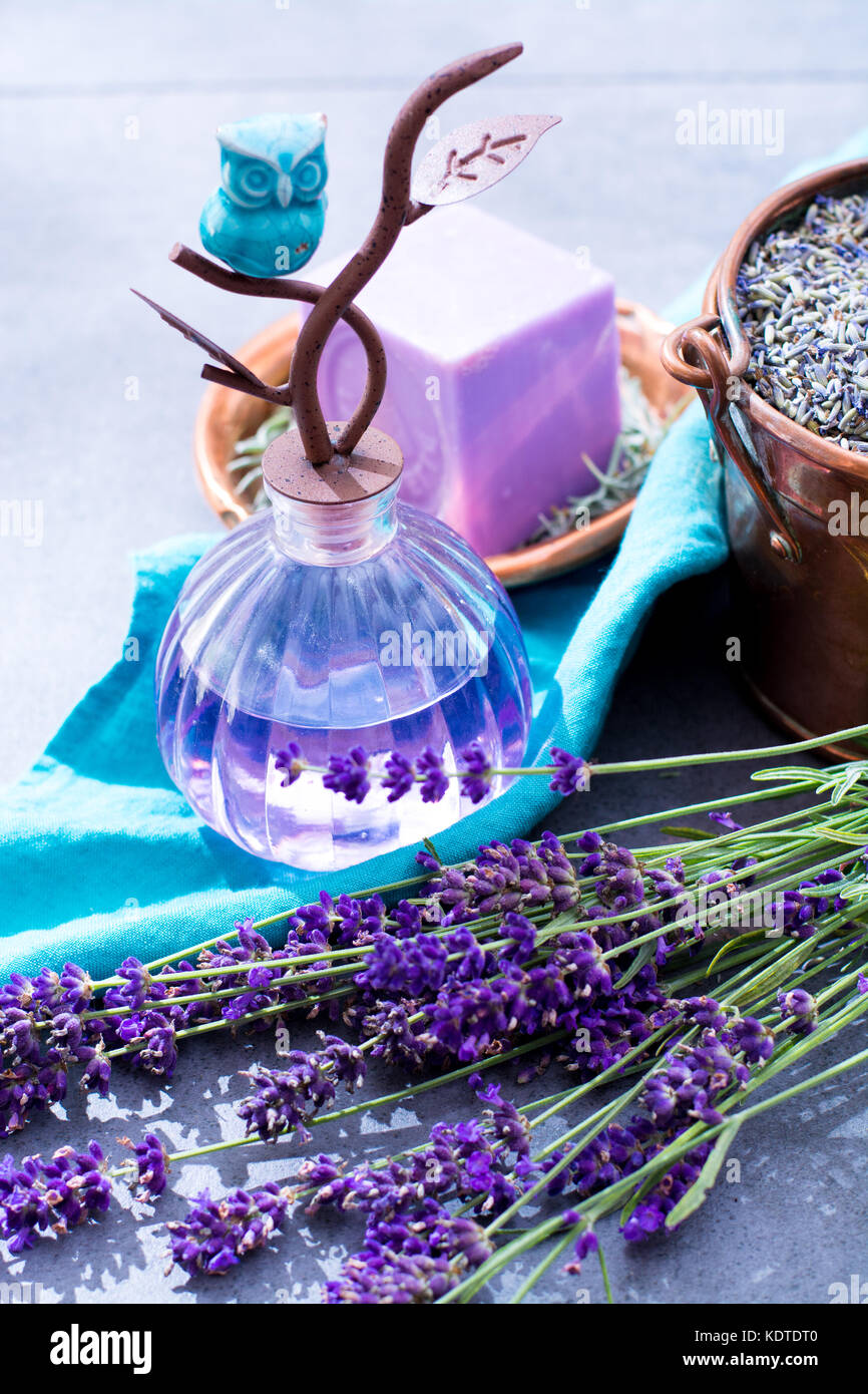 Lavender soap and natural perfumed oil, made from fresh or dried ...