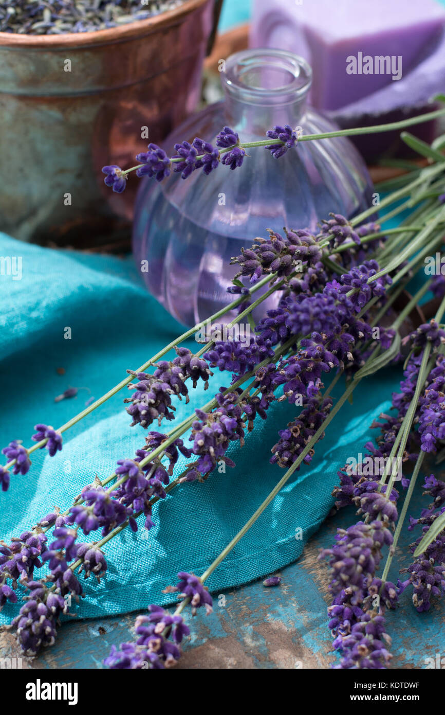 Lavender soap and natural perfumed oil, made from fresh or dried ...