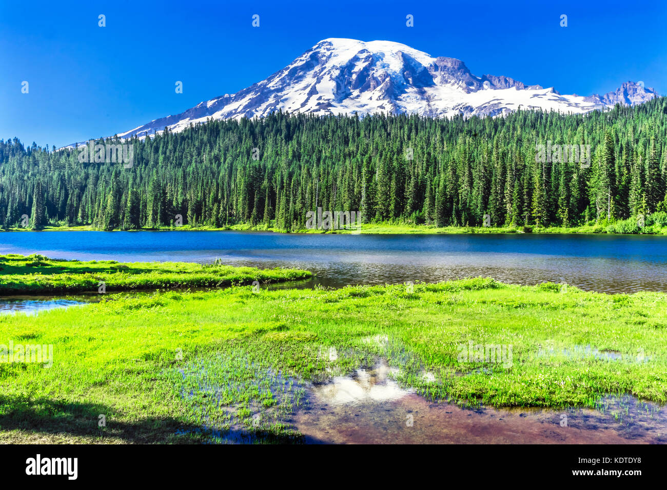 Reflection Lake Mount Rainier Snow Mountain Paradise Mount Rainier ...