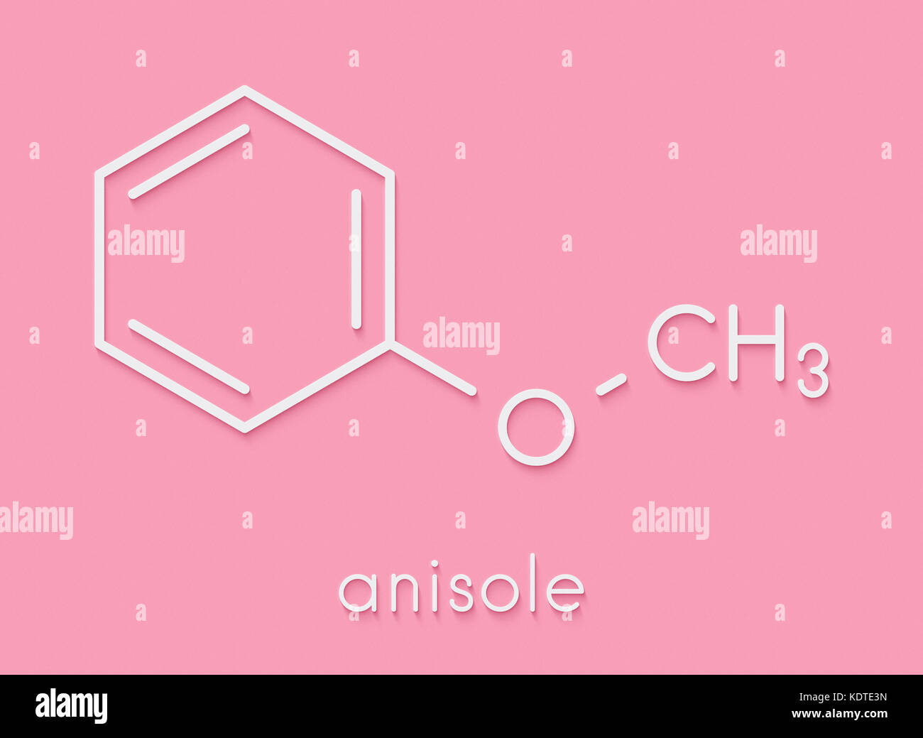 Anisole chemical molecule. Used in fragrances and as chemical precursor. Skeletal formula Stock ...