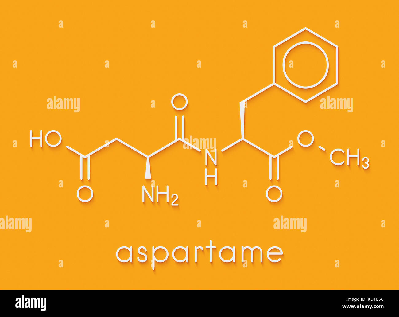 Aspartame artificial sweetener molecule (sugar substitute). Skeletal ...
