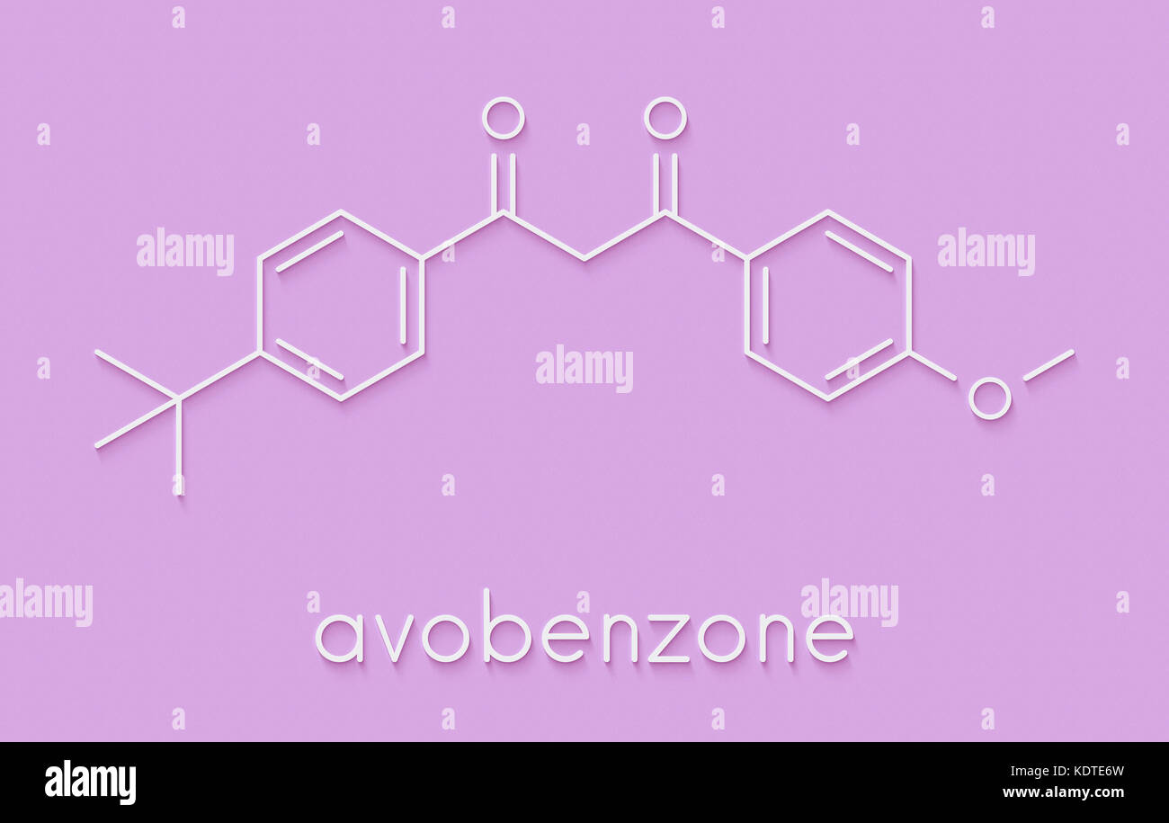Avobenzone sunscreen molecule (UV filter). Skeletal formula Stock Photo ...