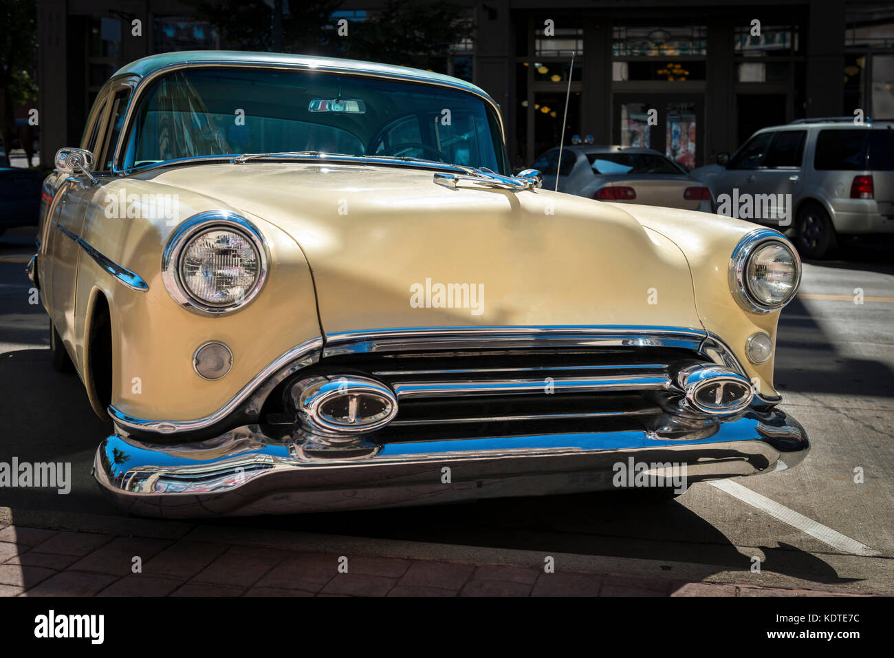 American vintage car parked at the street curb Stock Photo - Alamy