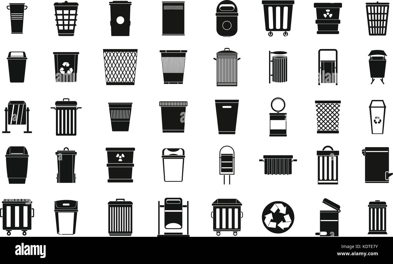 Garbage can icon set, simple style Stock Vector Image & Art - Alamy