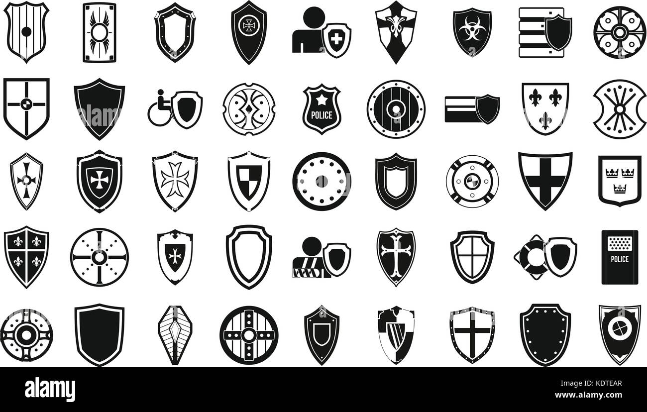 Shield icon set, simple style Stock Vector Image & Art - Alamy