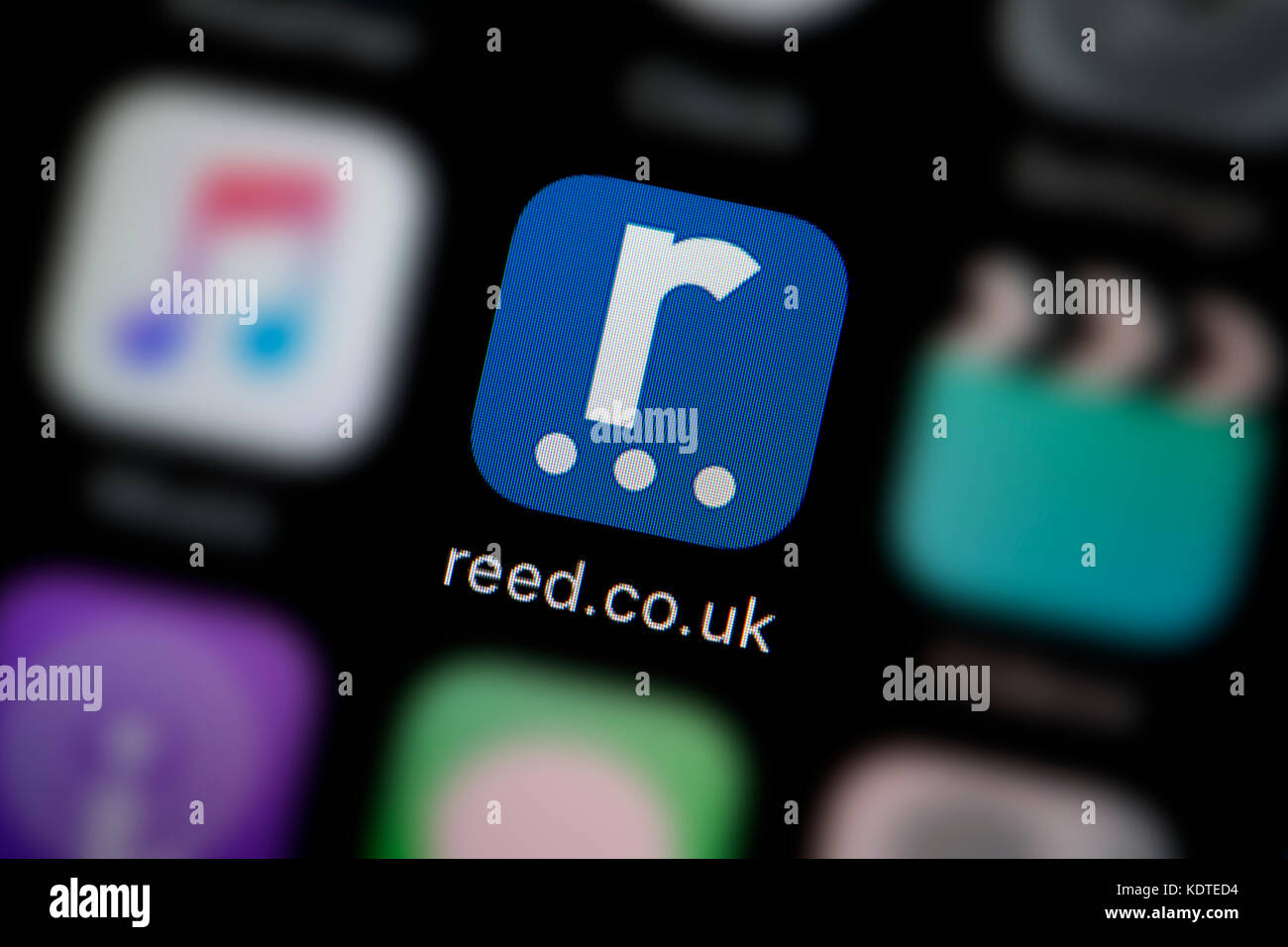 A close-up shot of the logo representing the Reed recruitment app icon ...