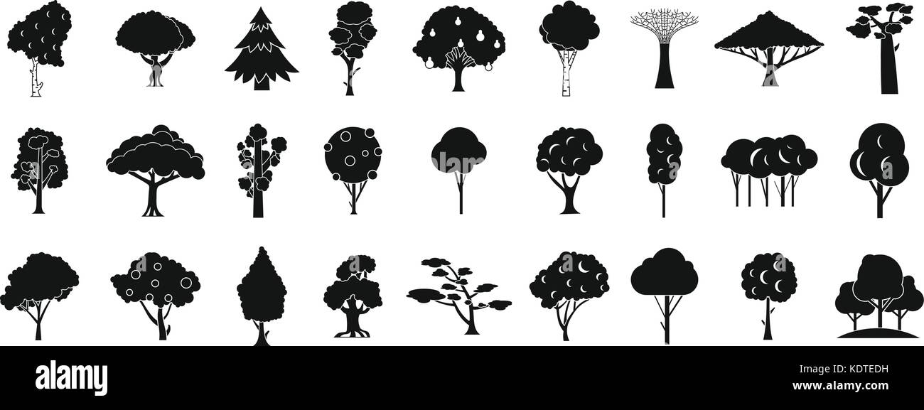 Tree icon set, simple style Stock Vector Image & Art - Alamy