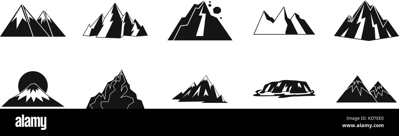 Mountain icon set, simple style Stock Vector Image & Art - Alamy