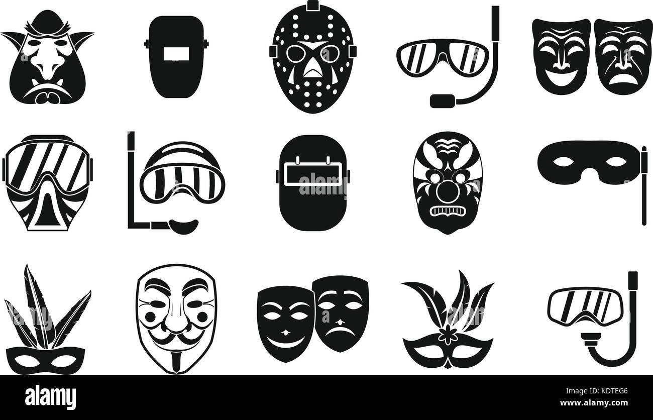 Mask icon set, simple style Stock Vector Image & Art - Alamy