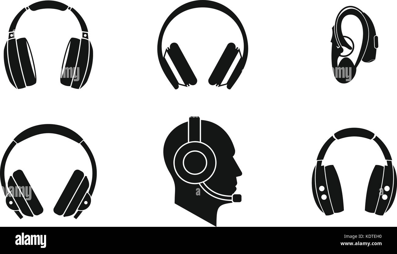 Headphones icon set, simple style Stock Vector Image & Art - Alamy