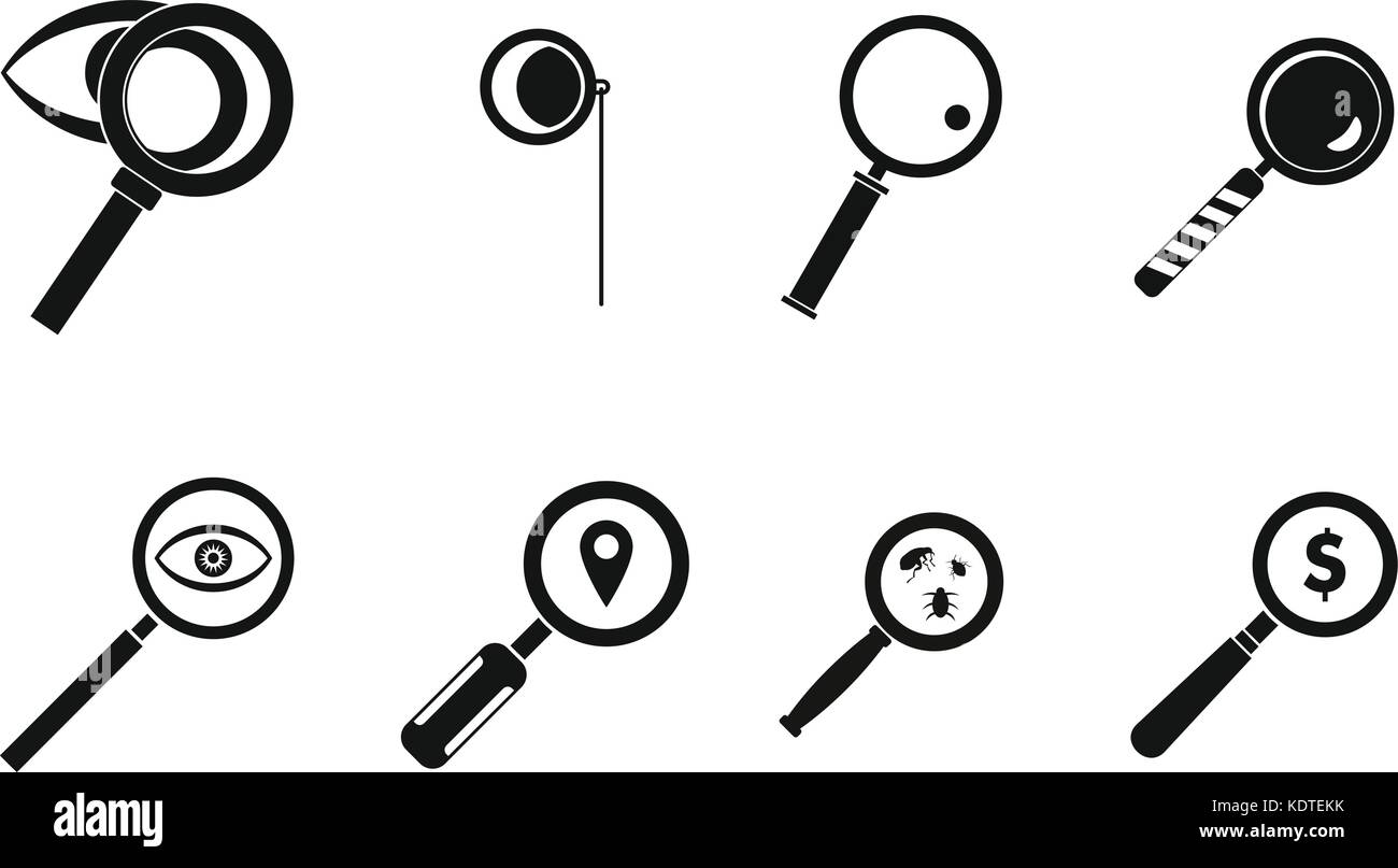 Magnifying glass icon set, simple style Stock Vector Image & Art - Alamy