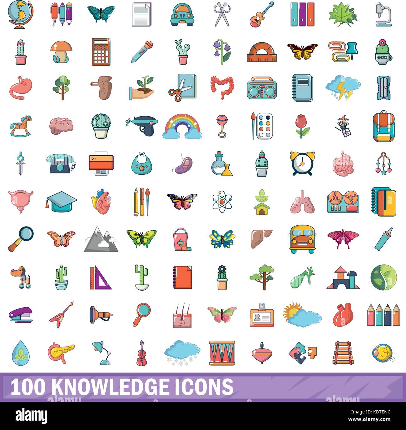 100 knowledge icons set, cartoon style Stock Vector Image & Art - Alamy