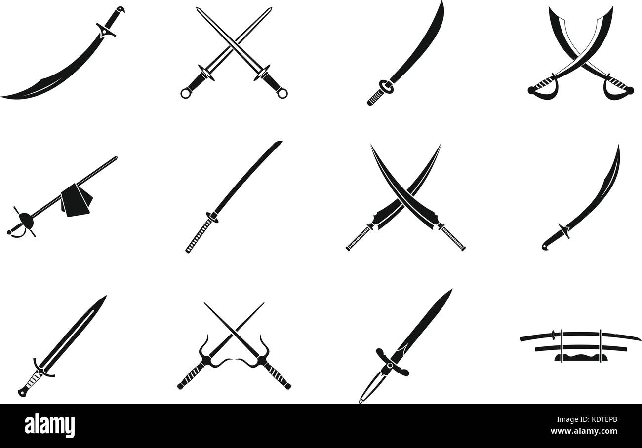 Sword icon set, simple style Stock Vector Image & Art - Alamy
