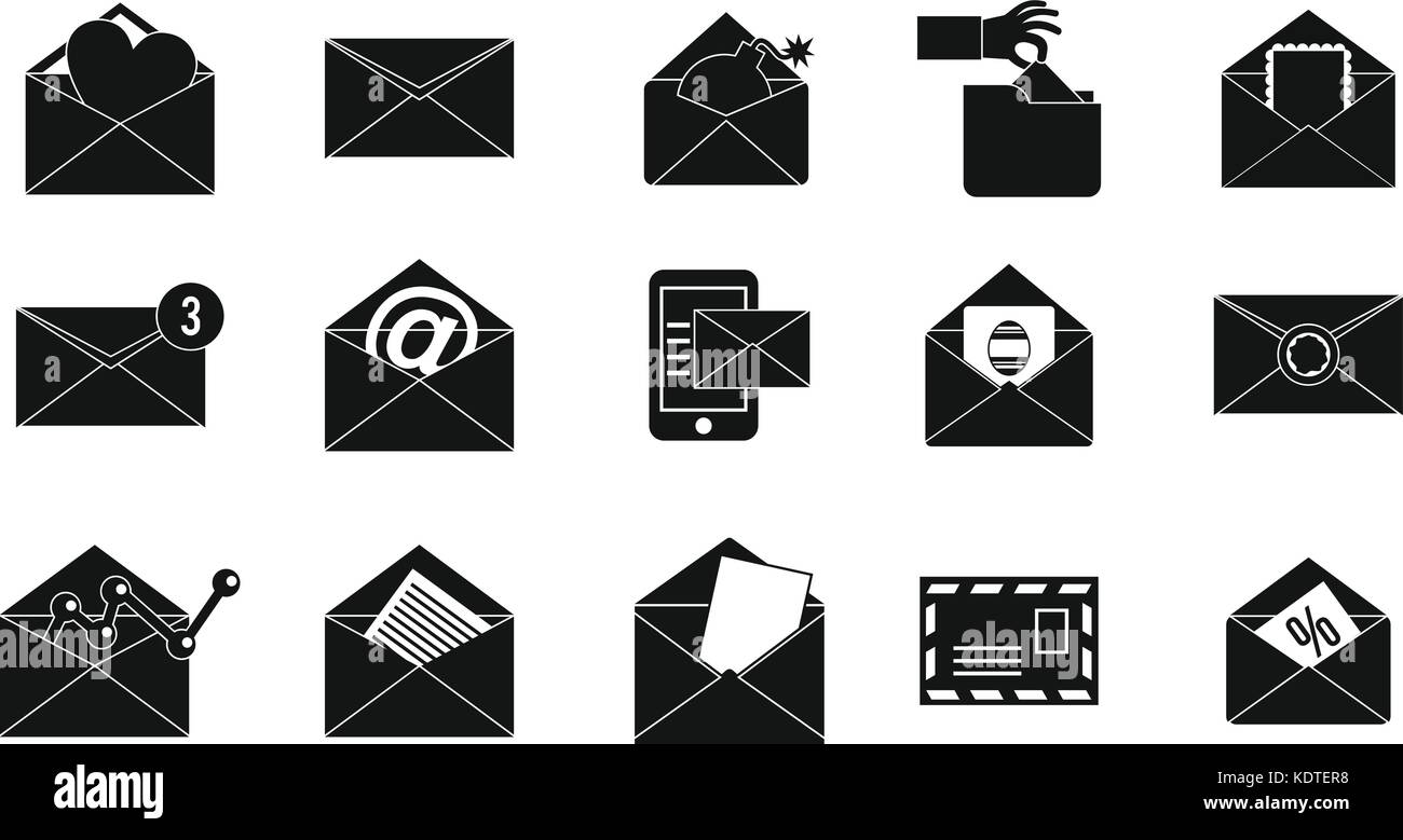 Mail icon set, simple style Stock Vector Image & Art - Alamy
