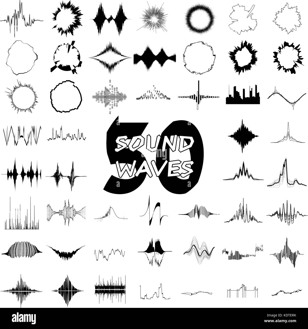 50 Sound wave audio icons set, simple style Stock Vector Image & Art ...