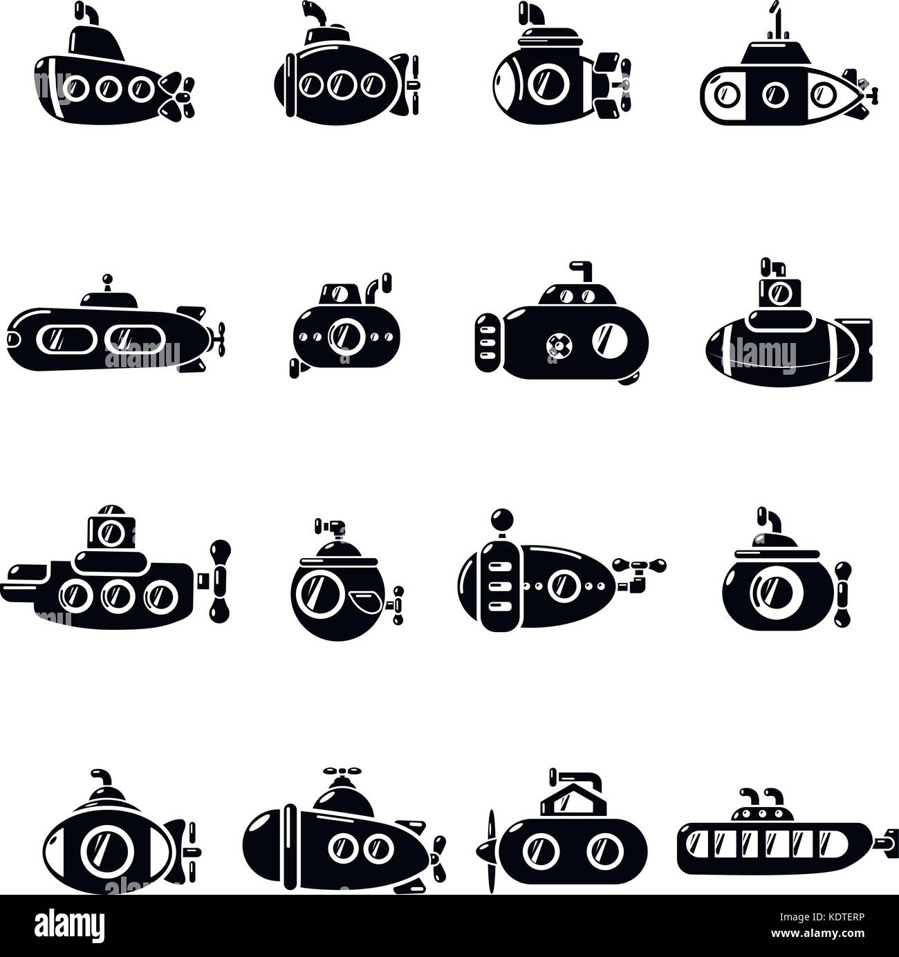 Submarine icons set, simple style Stock Vector Image & Art - Alamy