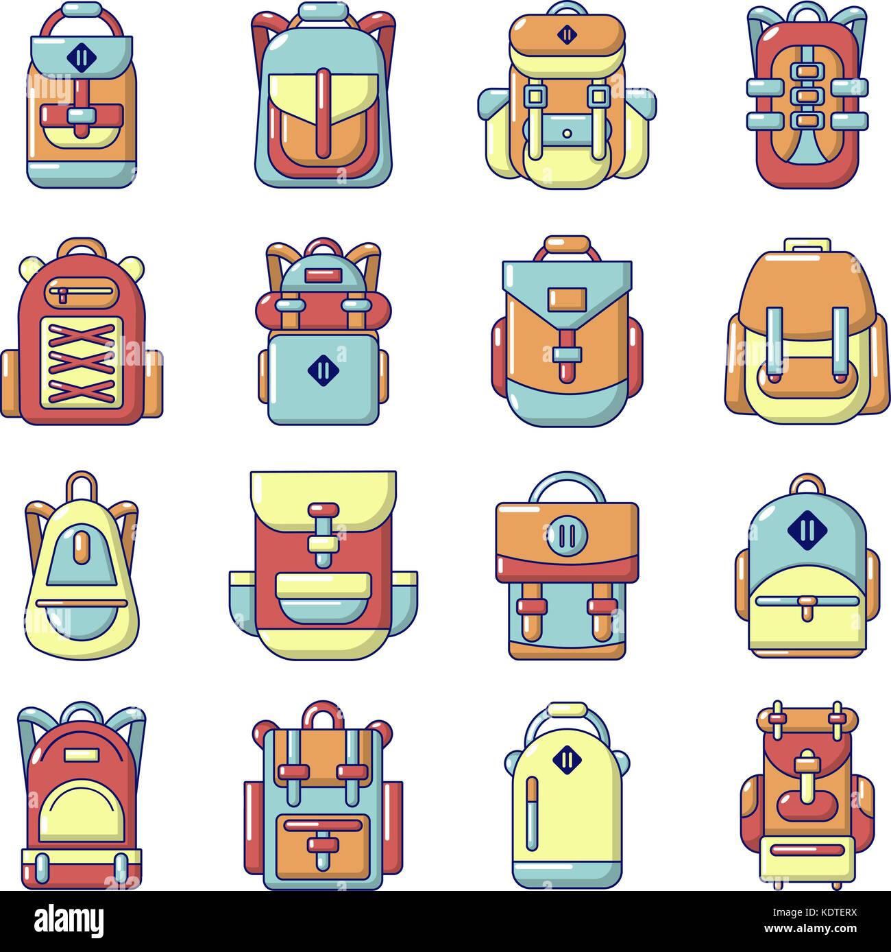 Backpack icons set, cartoon style Stock Vector Image & Art - Alamy
