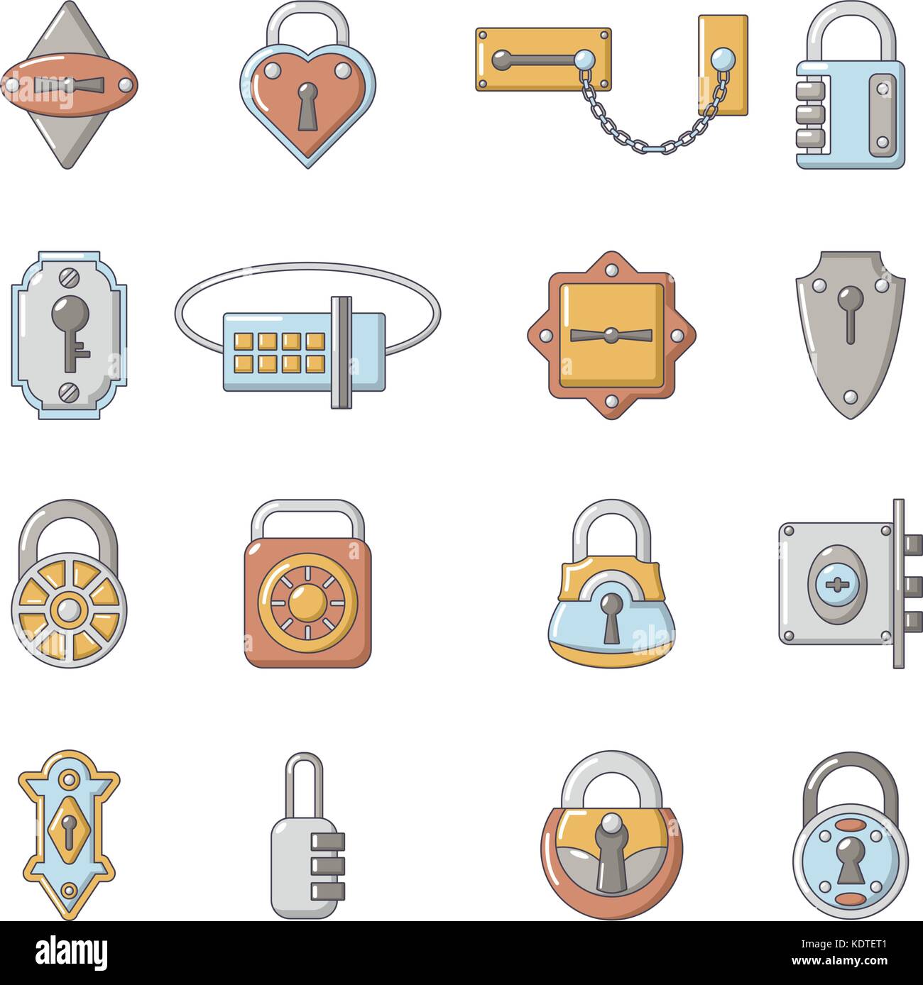 Lock door types icons set, cartoon style Stock Vector Image & Art - Alamy