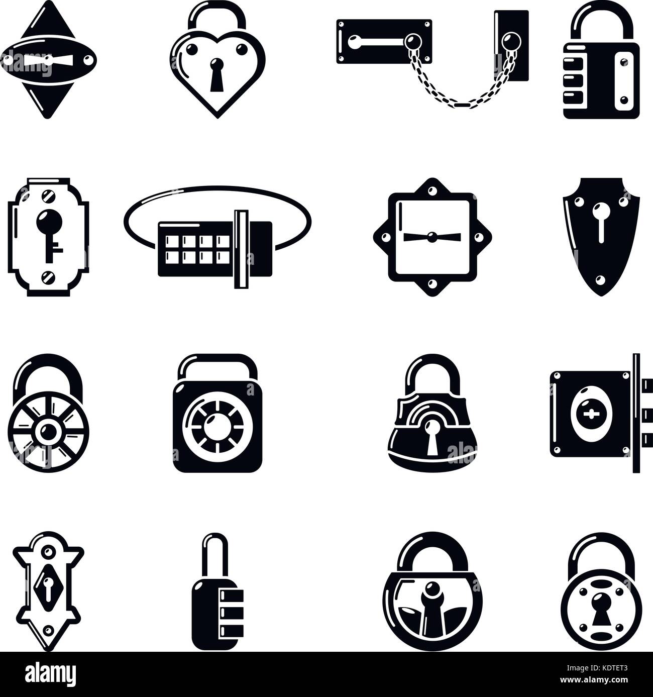 Lock door types icons set, simple style Stock Vector Image & Art - Alamy