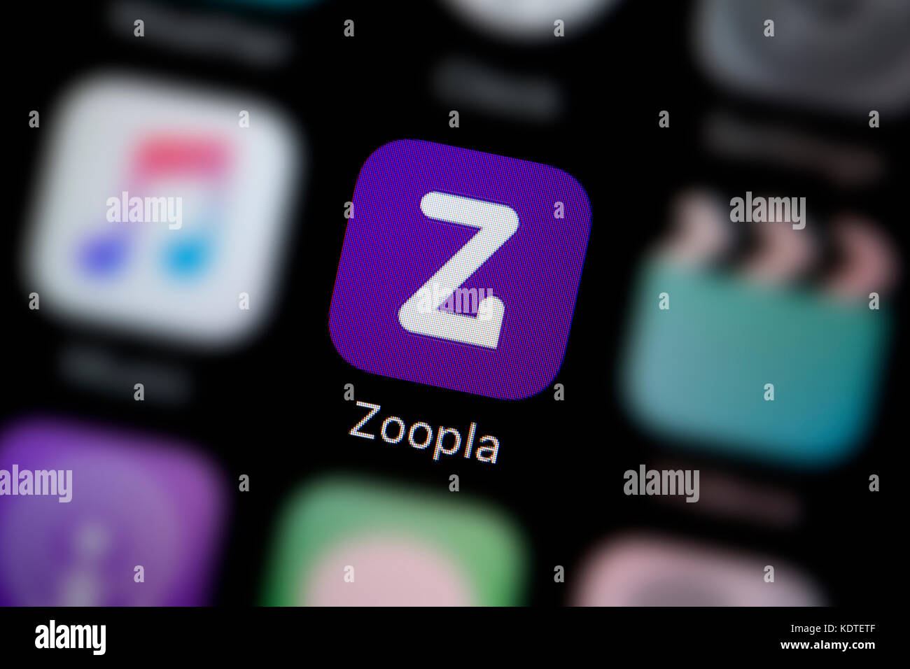 A close-up shot of the logo representing the Zoopla app icon, as seen ...