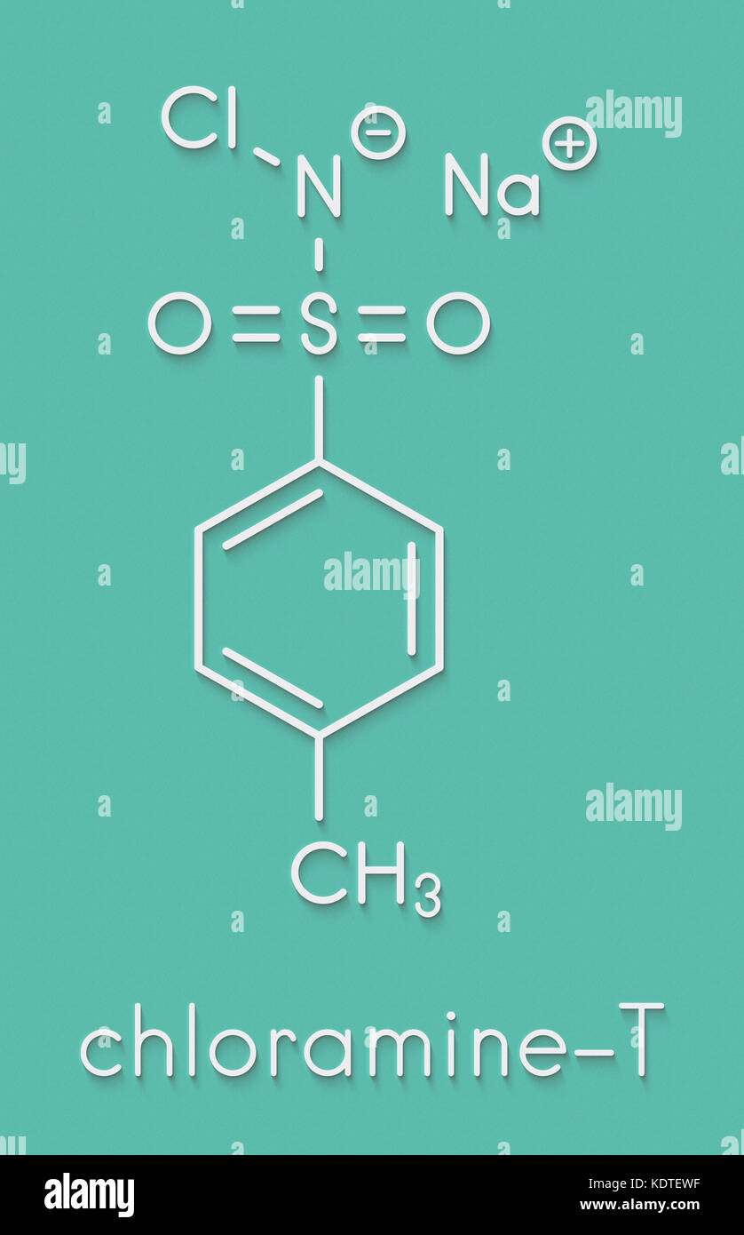 Chloramine-T (tosylchloramide) disinfectant molecule. Skeletal formula ...