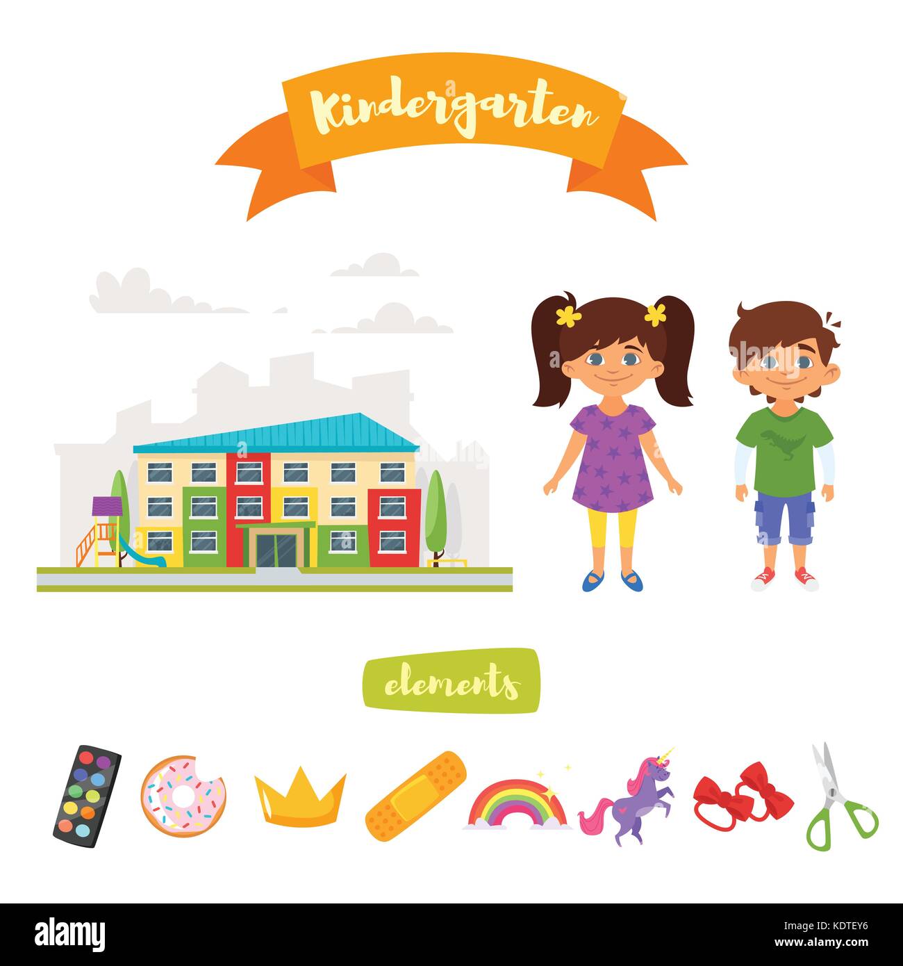 Vector cartoon school building on High Resolution Stock Photography and ...