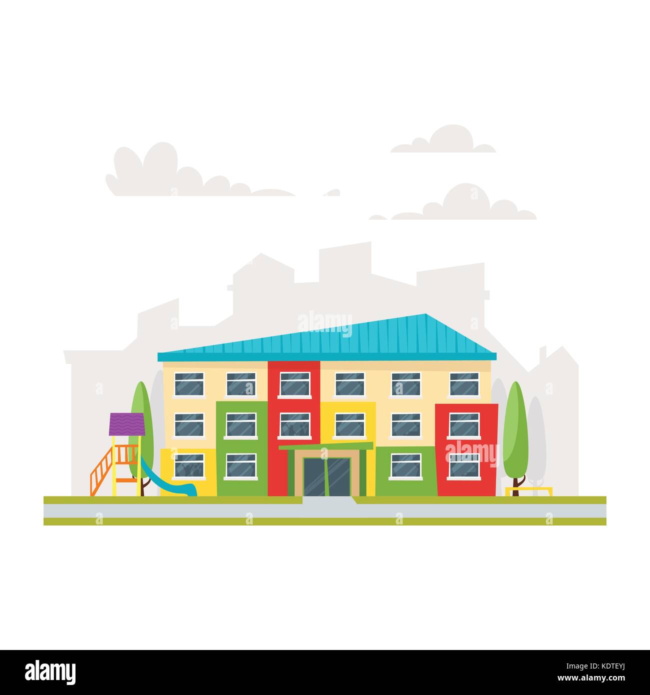 Vector cartoon school building on High Resolution Stock Photography and ...