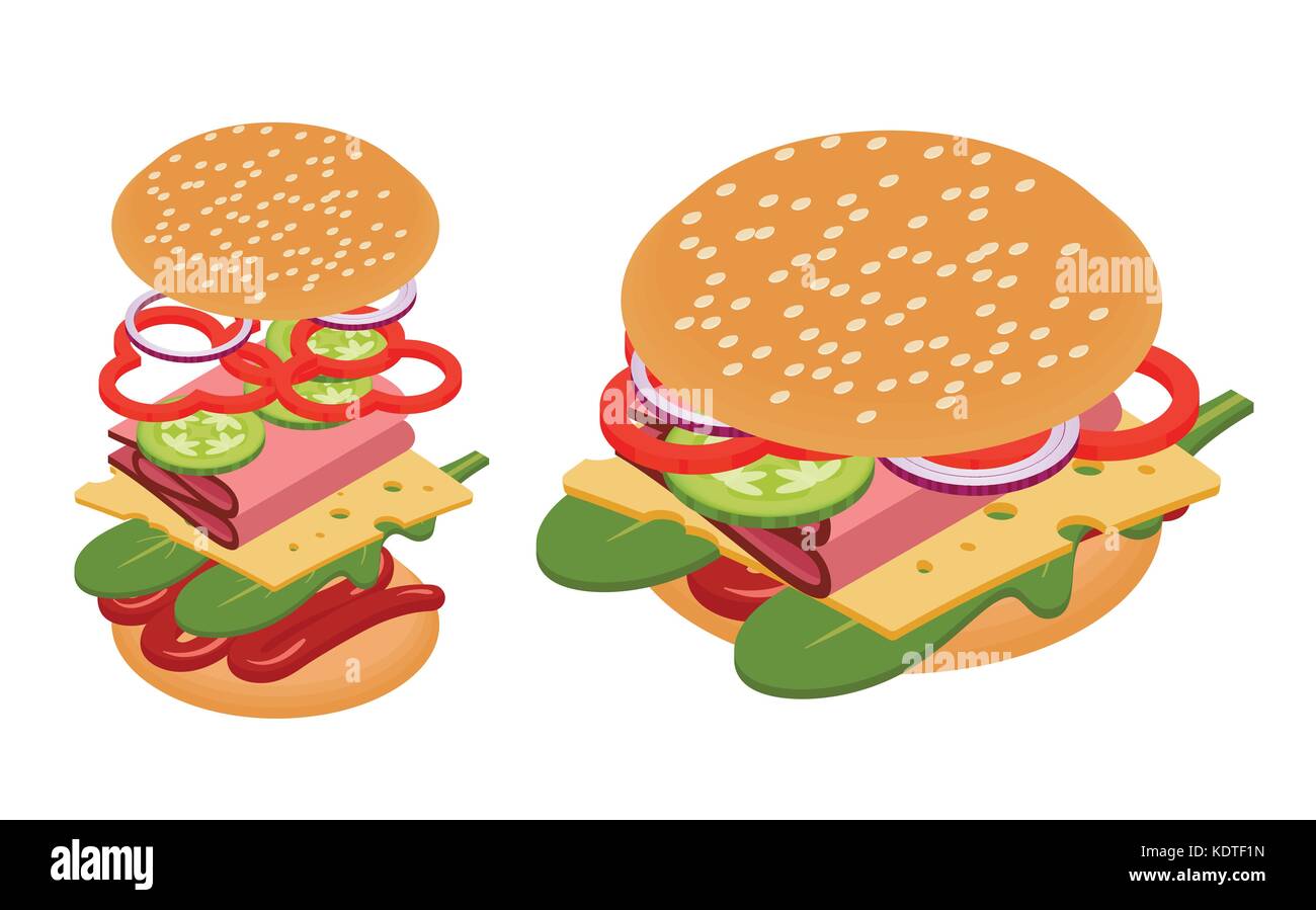 Beef burger cheese vegetables Stock Vector Images - Alamy