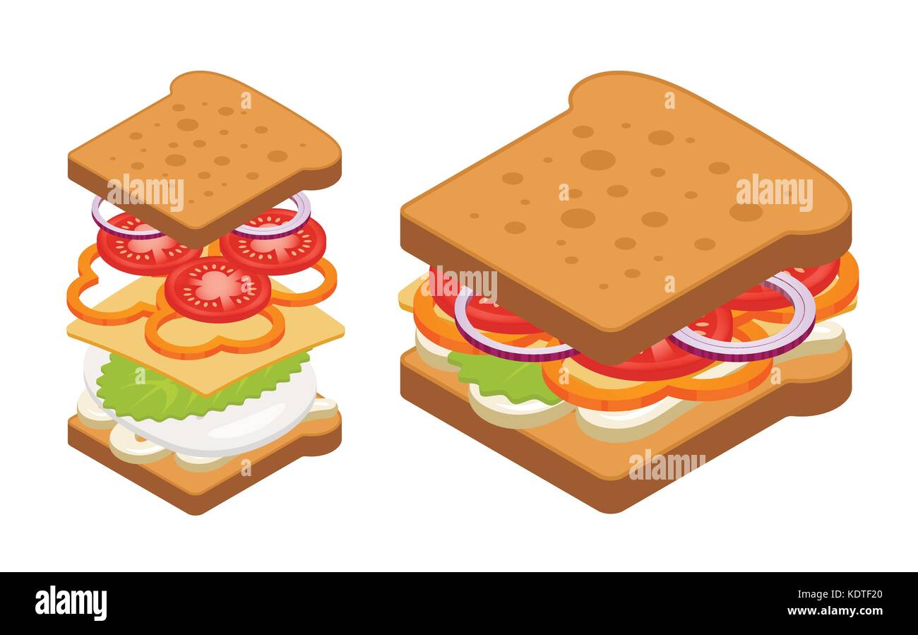 Vector isometric sandwich. Tasty snack Stock Vector Image & Art - Alamy