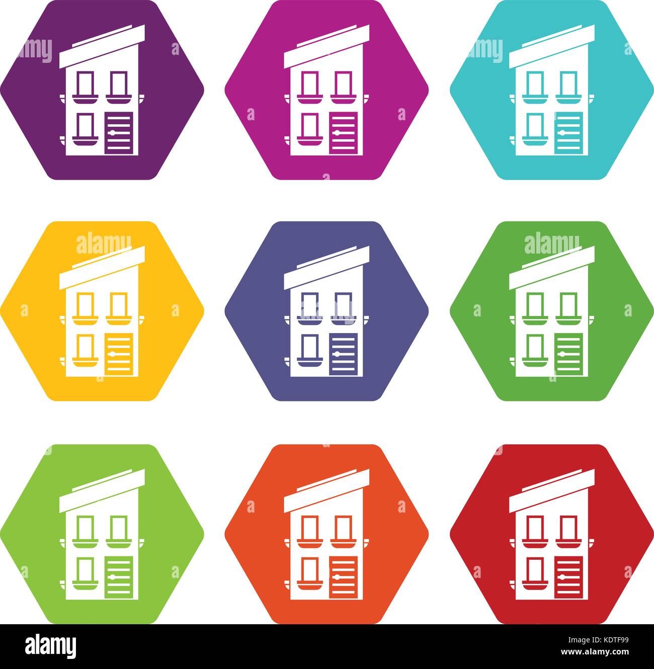 Two-storey house icon set color hexahedron Stock Vector Image & Art - Alamy