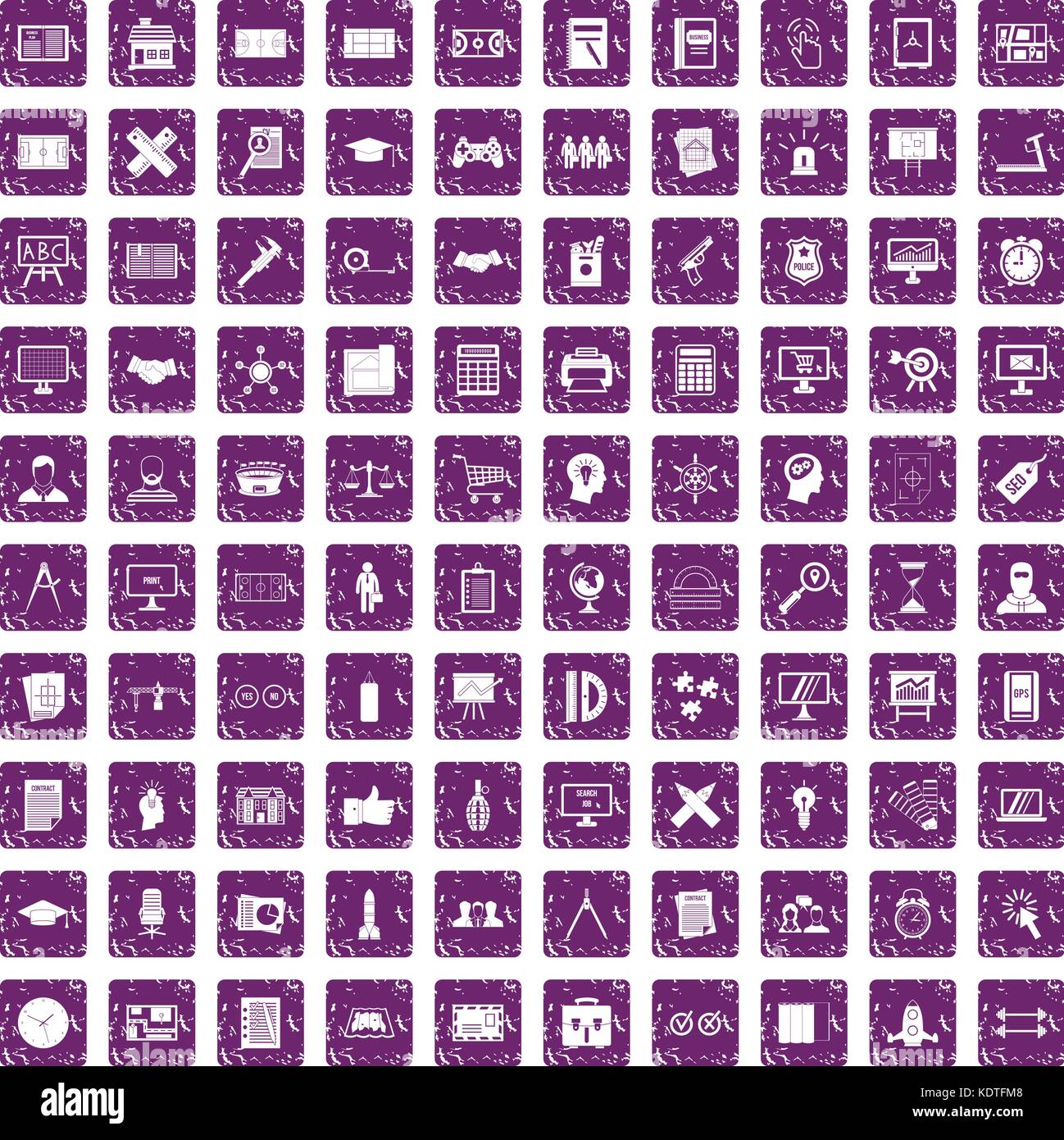 100 plan icons set grunge purple Stock Vector Image & Art - Alamy