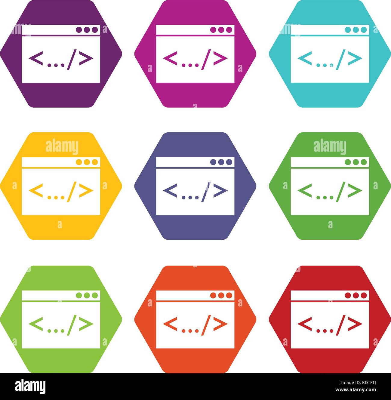 Code window icon set color hexahedron Stock Vector Image & Art - Alamy