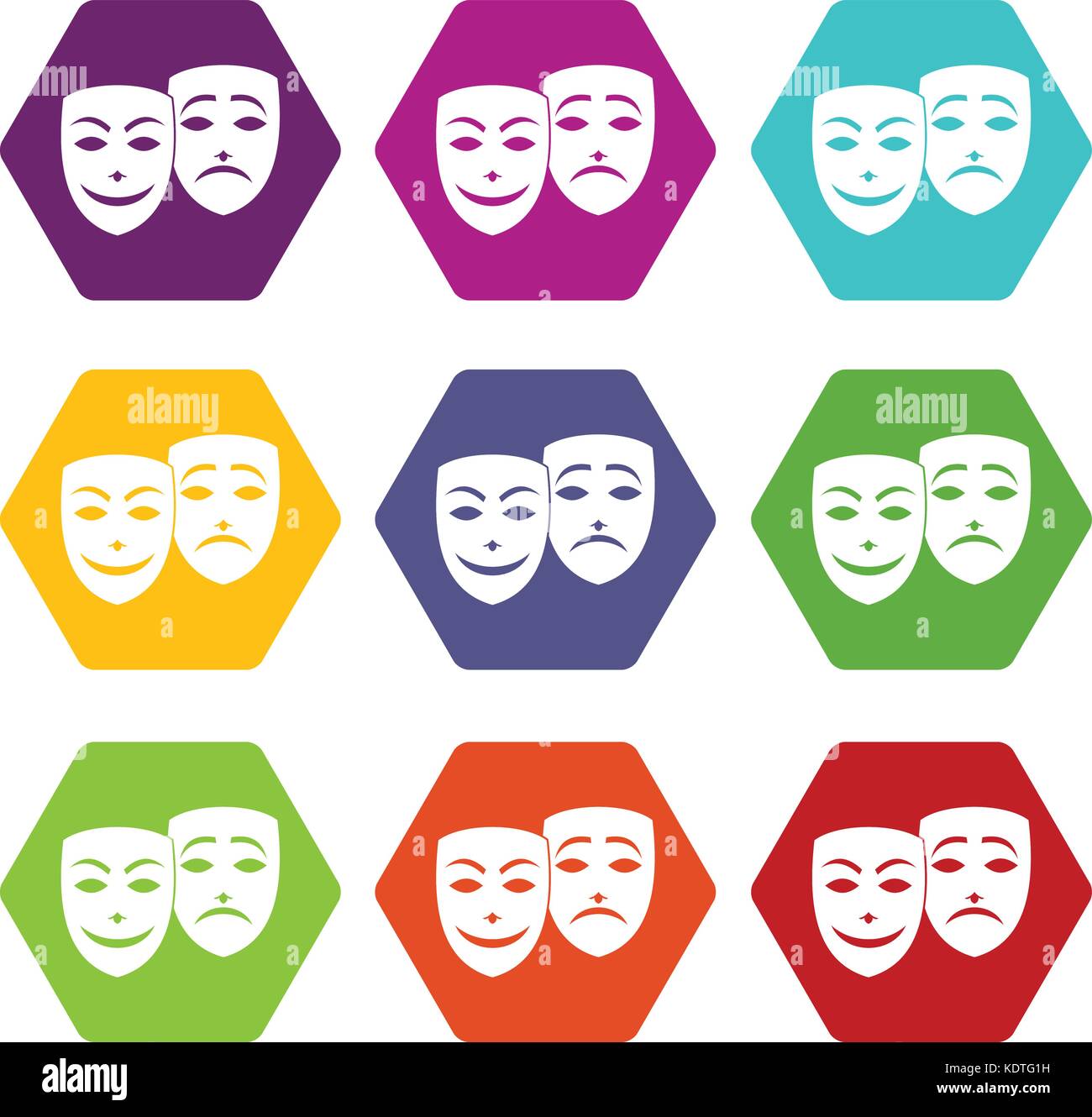 Carnival mask icon set color hexahedron Stock Vector Image & Art - Alamy