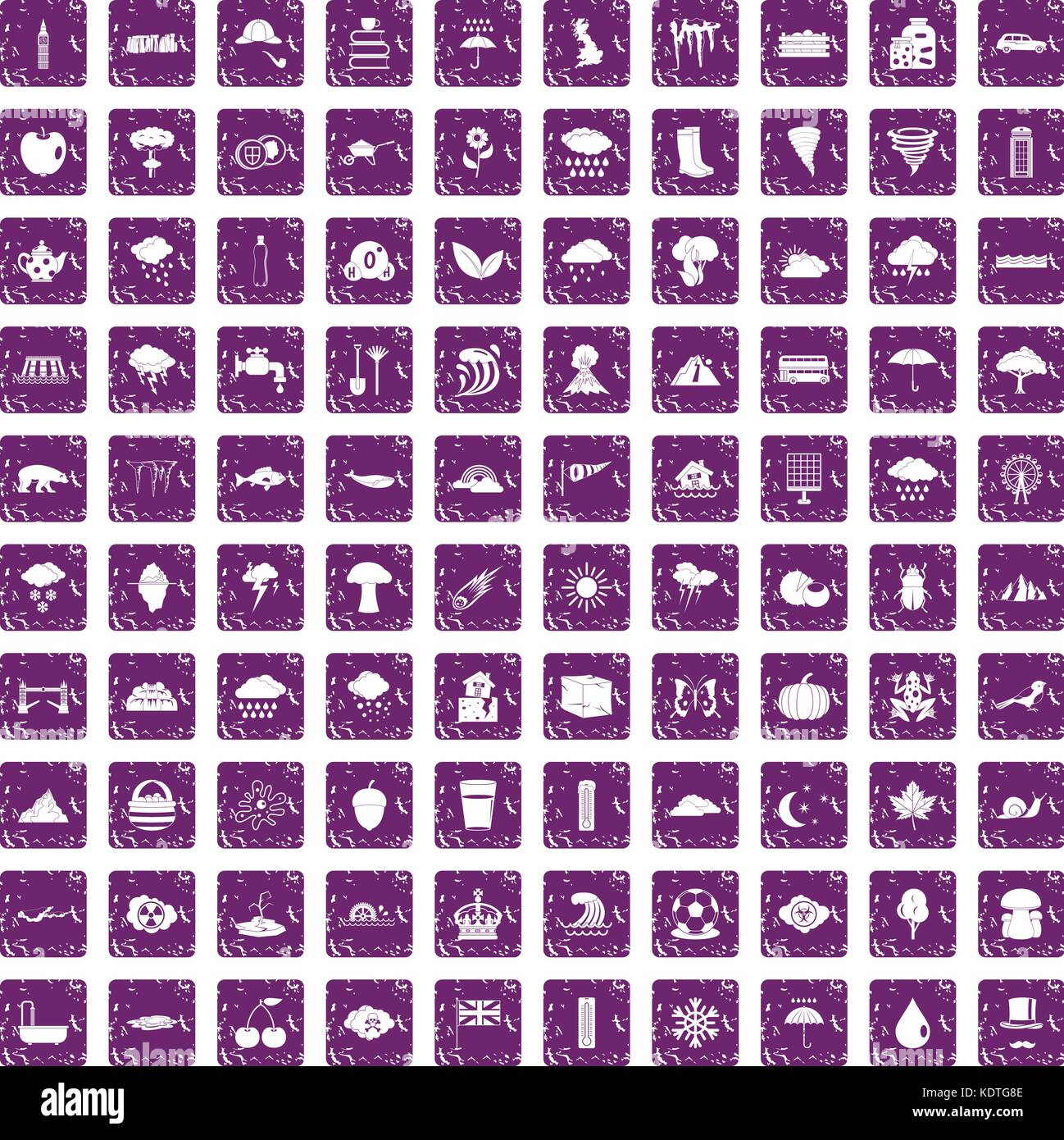 100 rain icons set grunge purple Stock Vector Image & Art - Alamy