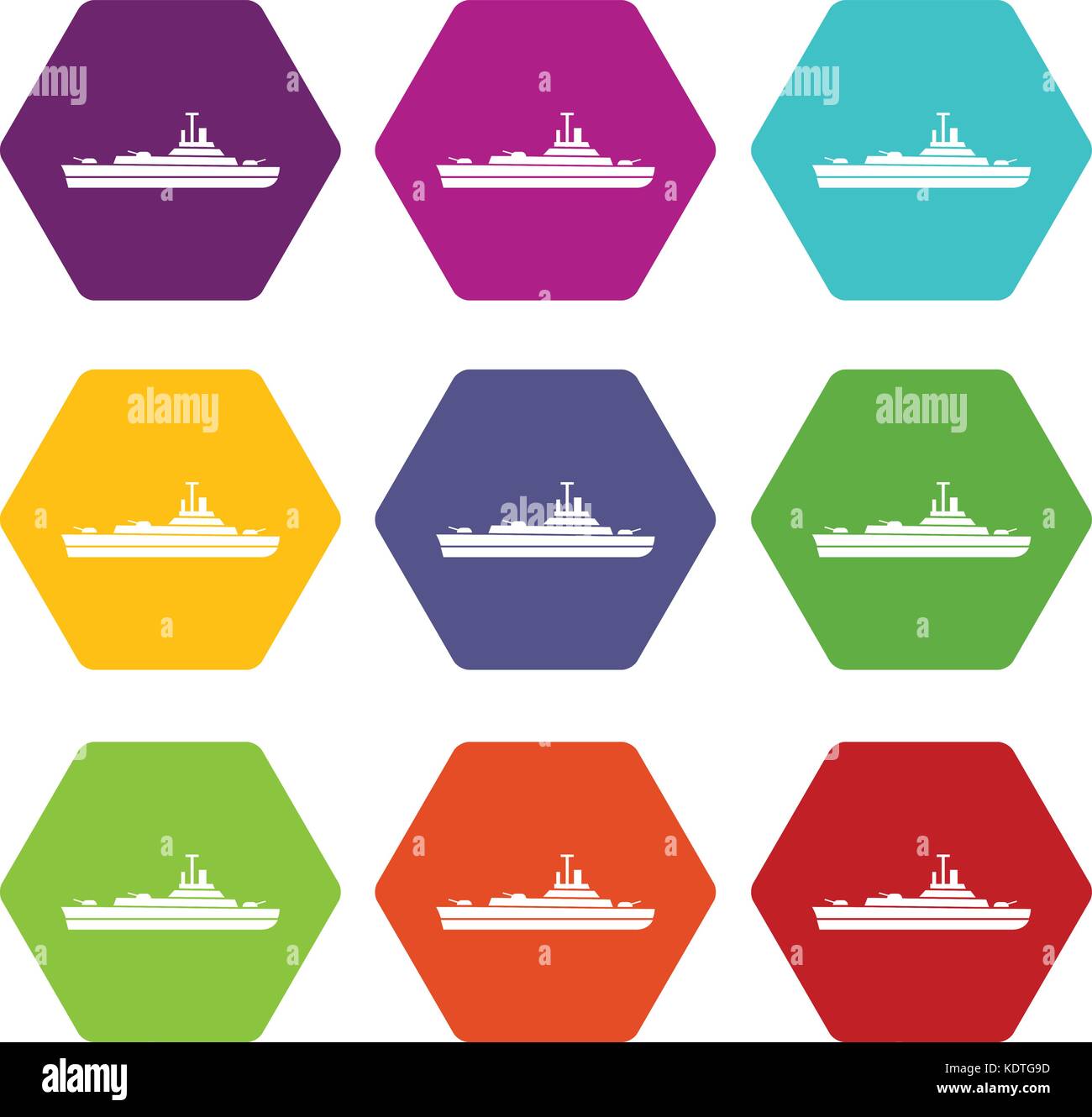 Warship icon set color hexahedron Stock Vector Image & Art - Alamy